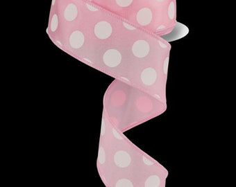 Pink Swiss Dots Wired Ribbon by the Roll 1.5 X 10 YARD ROLL RG0165115 ...