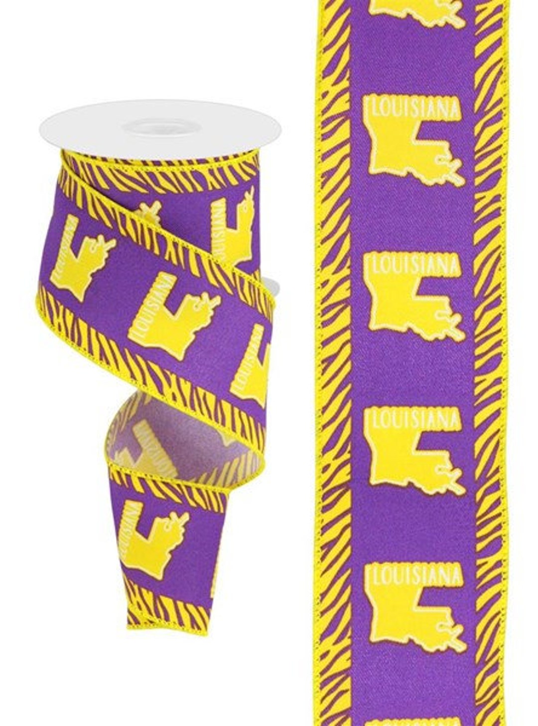 Louisiana Tiger Stripe Wired Ribbon by the Roll 2.5" X 10 Yards ...