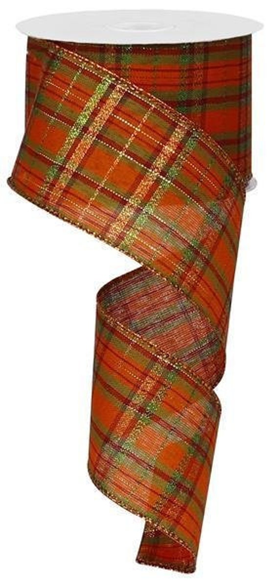 Metallic Fall Plaid Wired Ribbon by the Roll 2.5 X 10 | Etsy