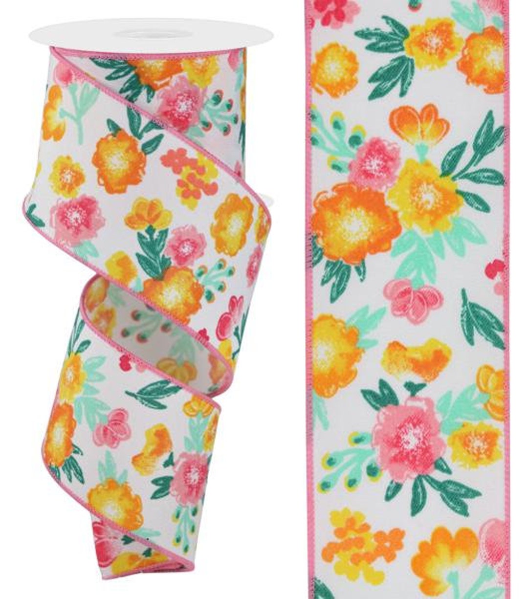 Spring Floral Wired Ribbon by the Roll 2.5 X 10 Yards RGE175834 - Etsy