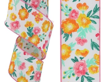 Coastal Nautical Beach Wired Ribbon by the Roll 2.5 X 10 Yards ...