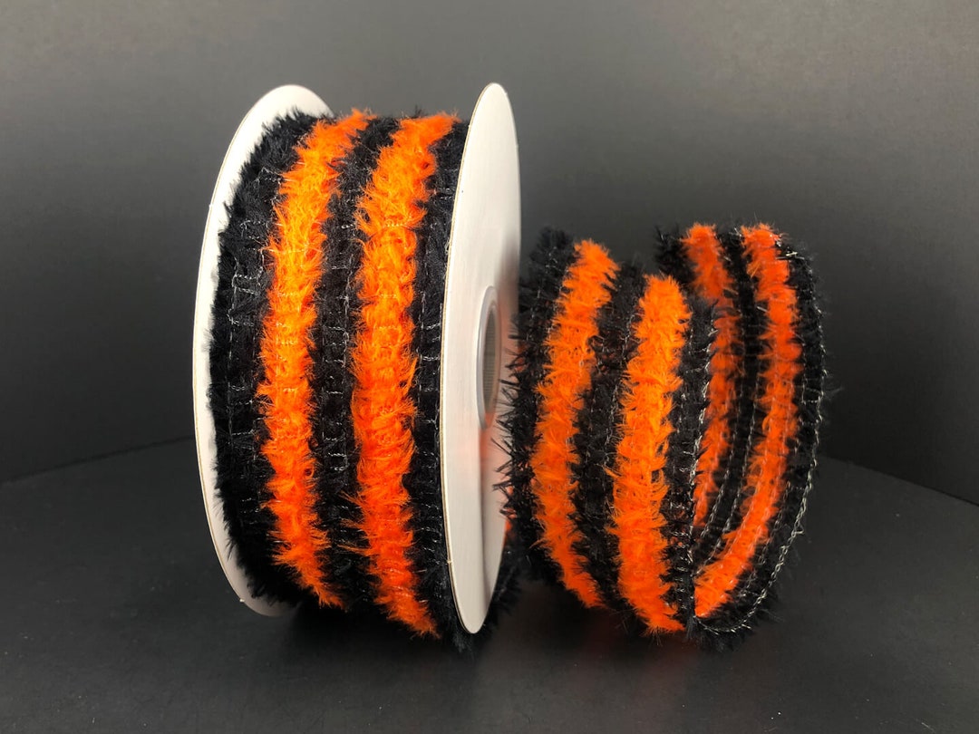 Halloween Fuzzy Stripe Wired Ribbon by the Roll 1.5" X 10 Yards 57203 ...