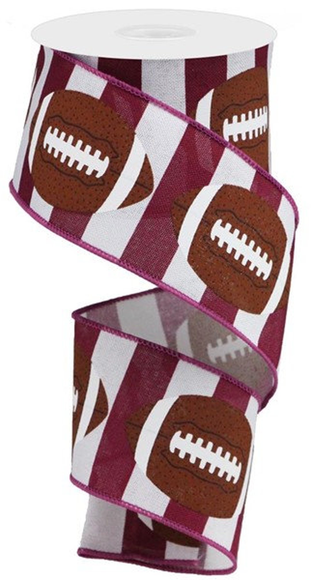 Football Wired Ribbon by the Roll 2.5 X 10 Yards RGA1367CX - Etsy