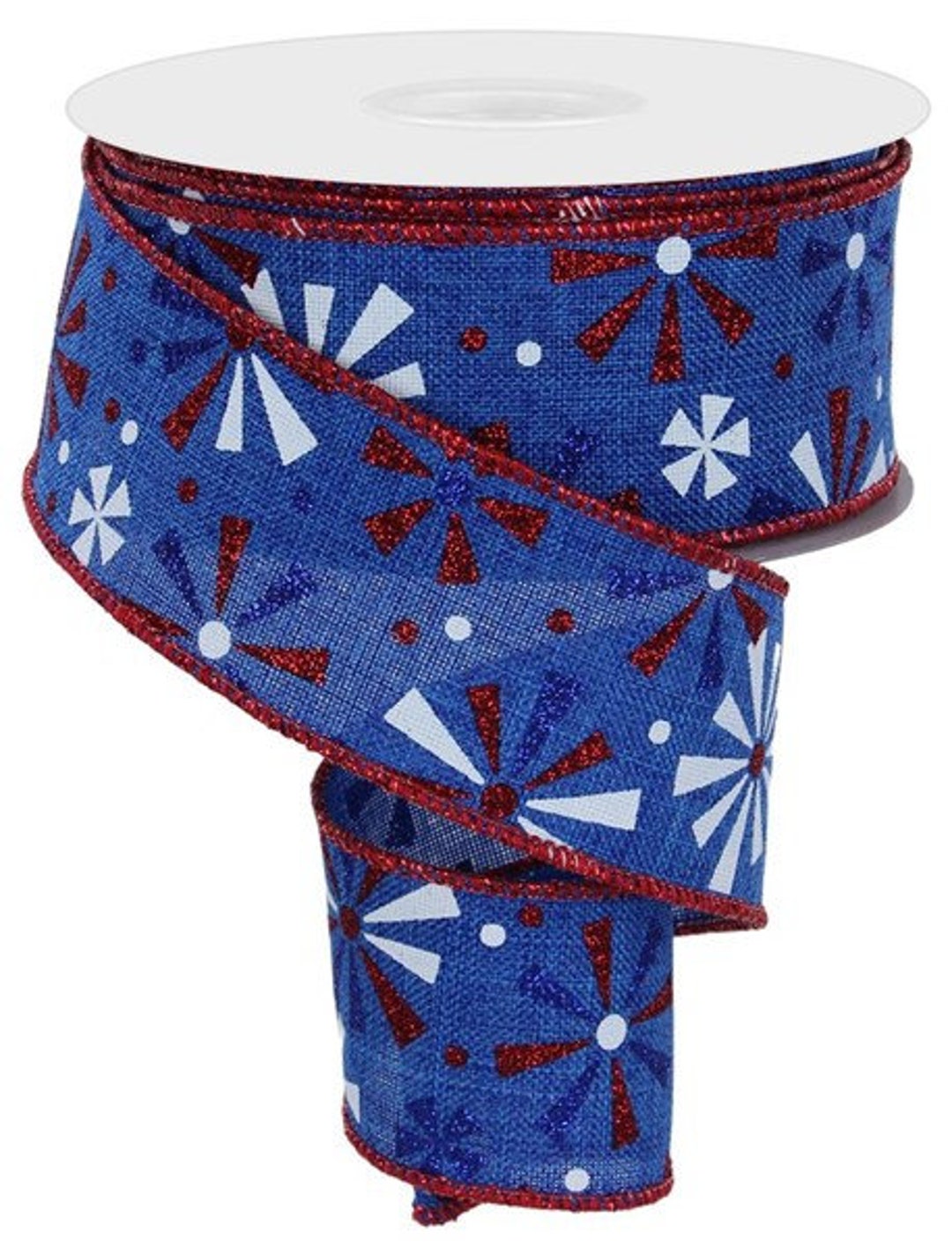 Patriotic Pinwheels Wired Ribbon by the Roll 1.5" X 10 Yards RGE115525 ...
