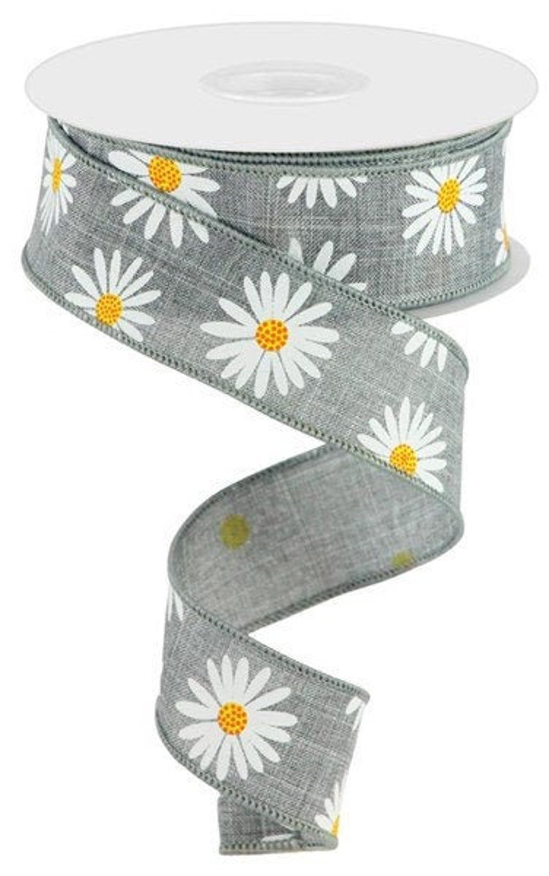 Daisy New Grey on Royal Wired Ribbon by the Roll 1.5" X 10 YARD ROLL ...