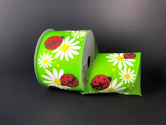 Ladybug Daisy Wired Ribbon by the Roll 2.5 X 10 Yards - Etsy