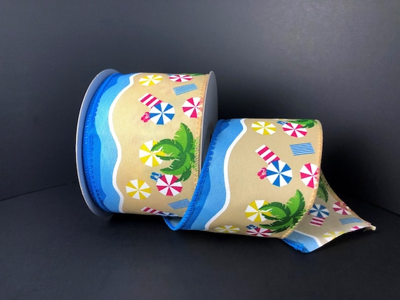Beach Wired Ribbon by the Roll 2.5 X 10 Yards - Etsy