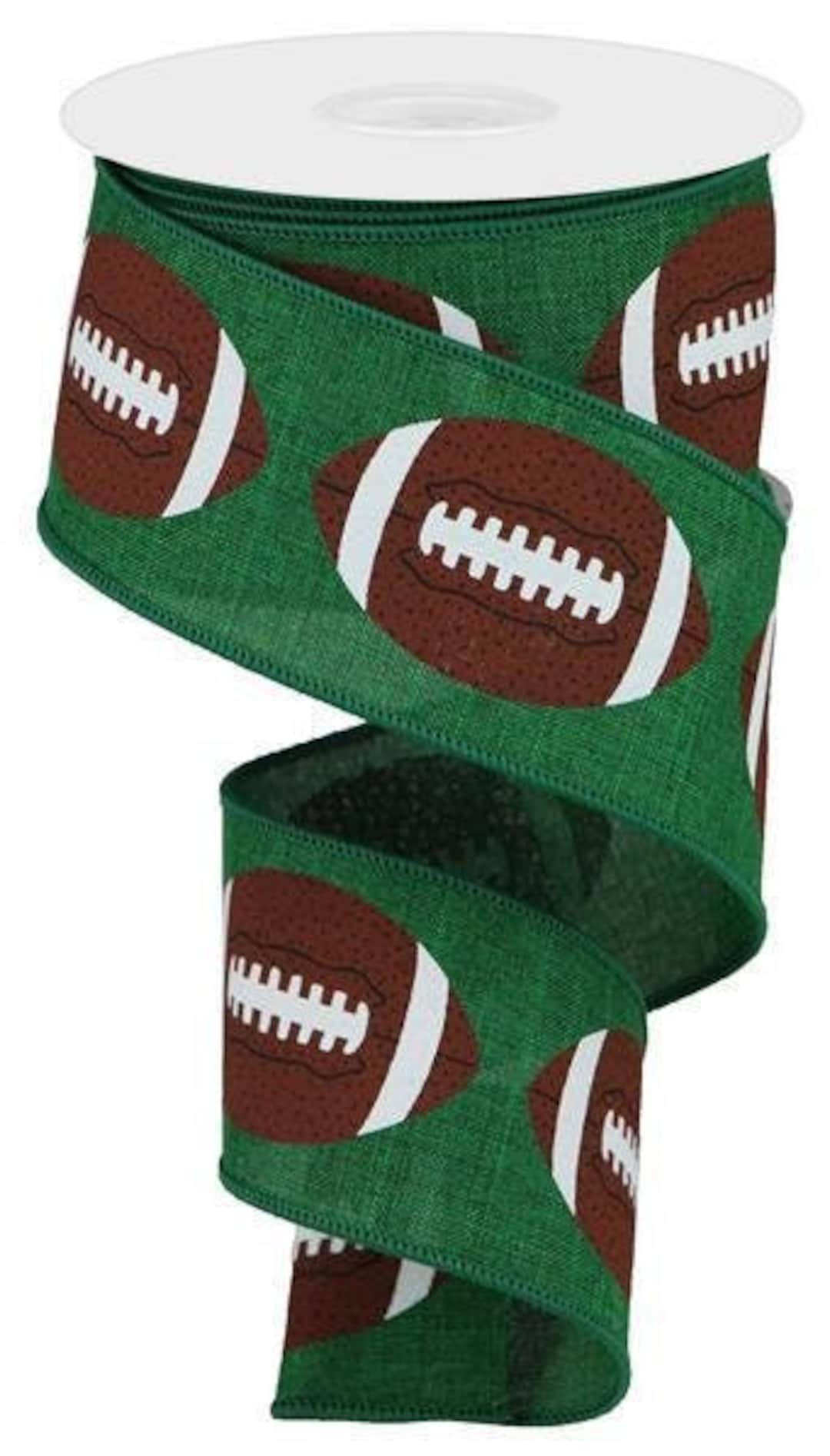 Football Wired Ribbon by the Roll 2.5 X 10 Yards RGA136906 - Etsy