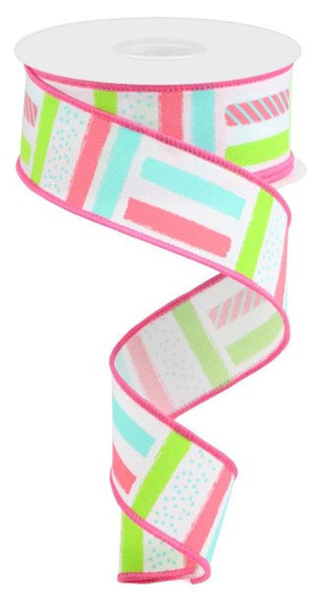 Pastel Brush Strokes White Royal Wired Ribbon by the Roll 1.5" X 10 ...