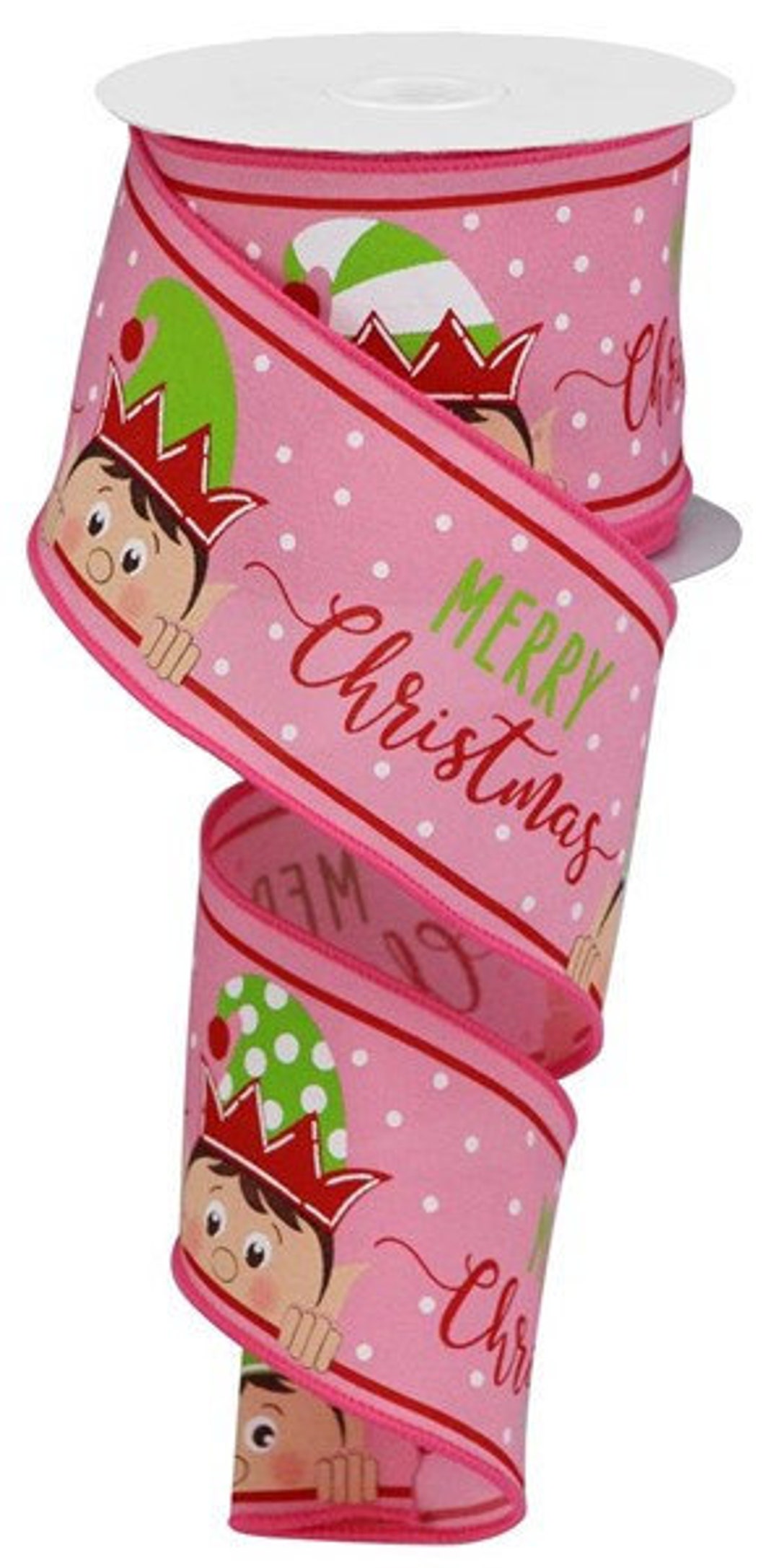Elf Pink Christmas Wired Ribbon by the Roll 2.5" X 10 YARD ROLL - Etsy