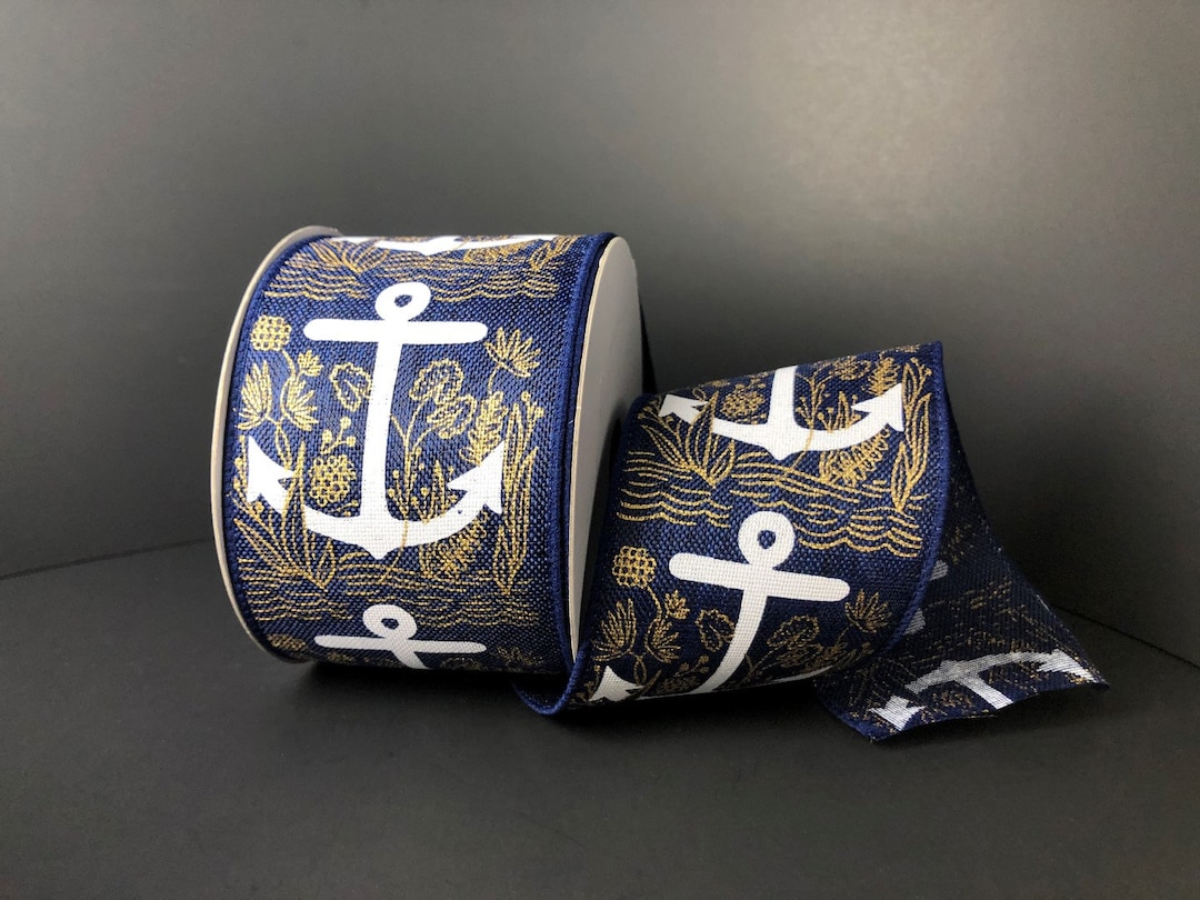 Nautical Anchor Wired Ribbon by the Roll 2.5" X 10 Yards 41123-40-27 - Etsy