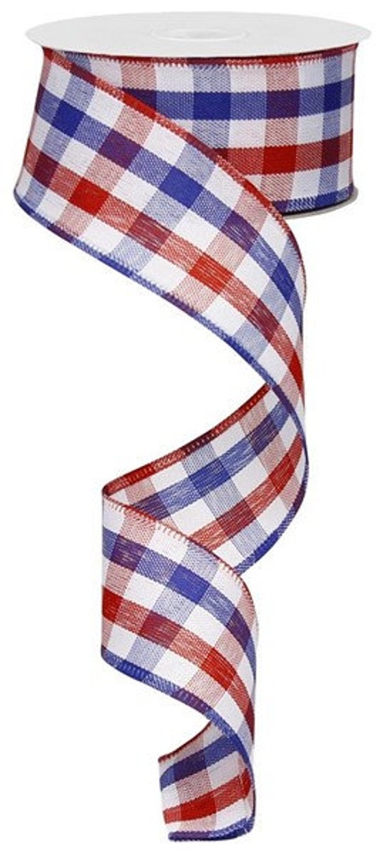 Patriotic Gingham Wired Ribbon by the Roll 1.5 X 10 - Etsy