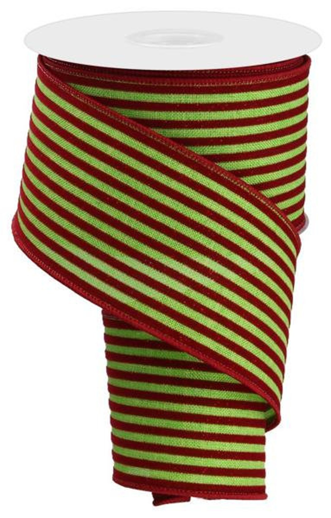 Glittered Velvet Vertical Lines Wired Ribbon by the Roll 2.5" X 10 ...