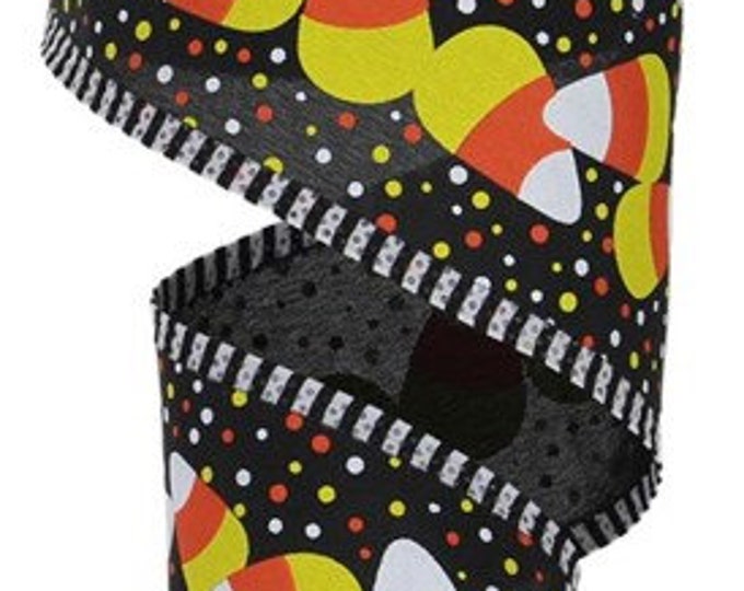 Halloween Candy Corn Border Stripe Wired Ribbon by the Roll 2.5" X 10 ...