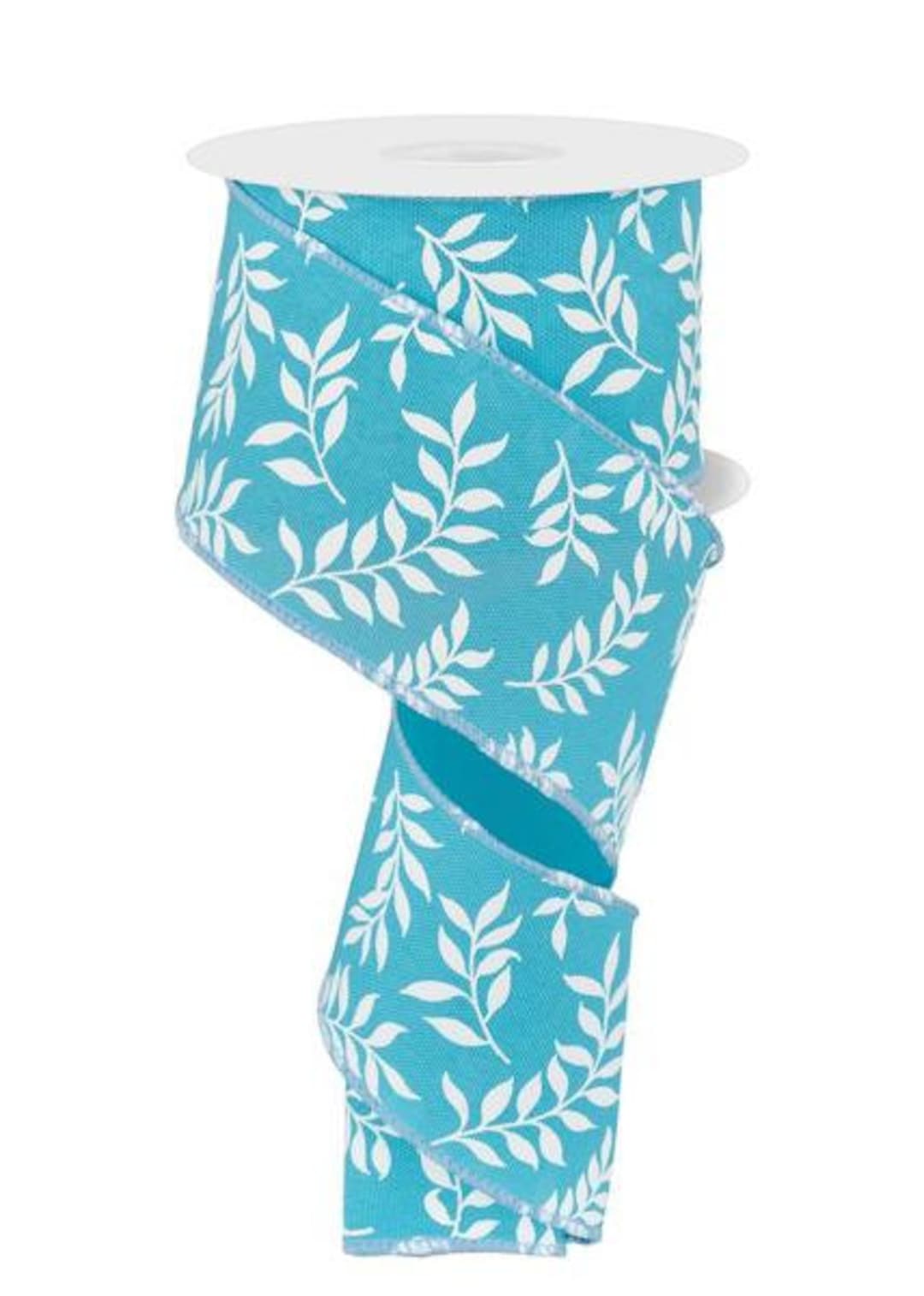 Blue Laurel Leaf Wired Ribbon by the Roll 2.5" X 10 Yards RGF113314 - Etsy
