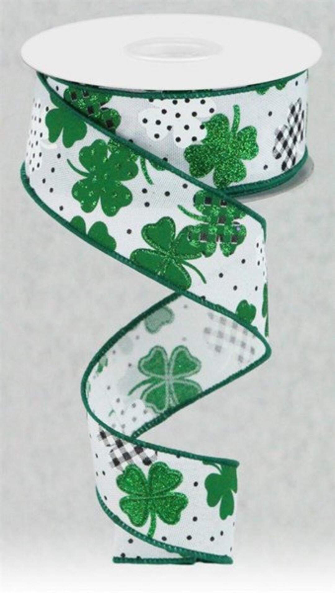 Pattered Shamrocks Wired Ribbon by the Roll 1.5" X 10 Yards RGC187627 ...