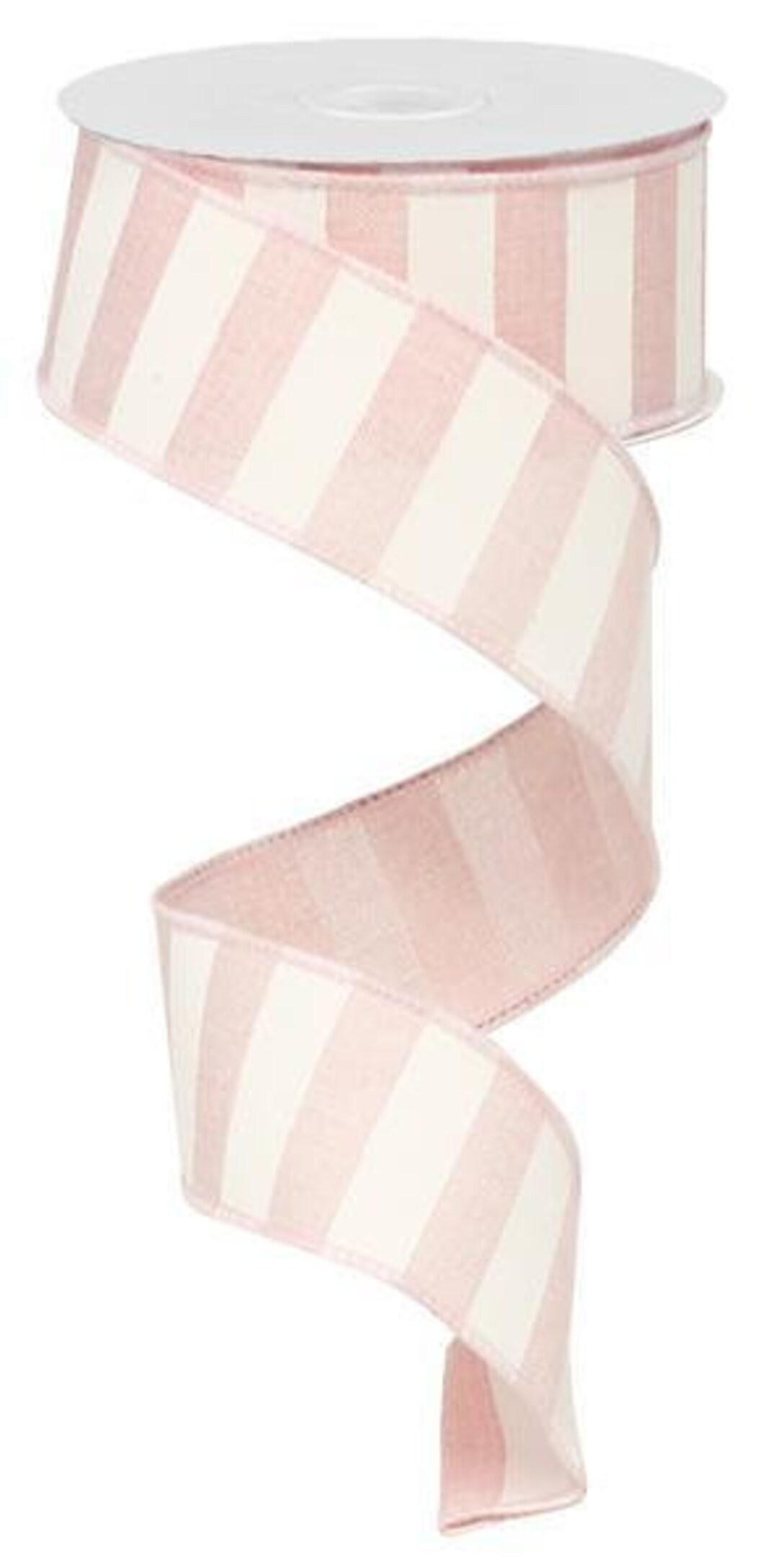 Light Pink White Stripe Wired Ribbon by the Roll RX9148TK - Etsy
