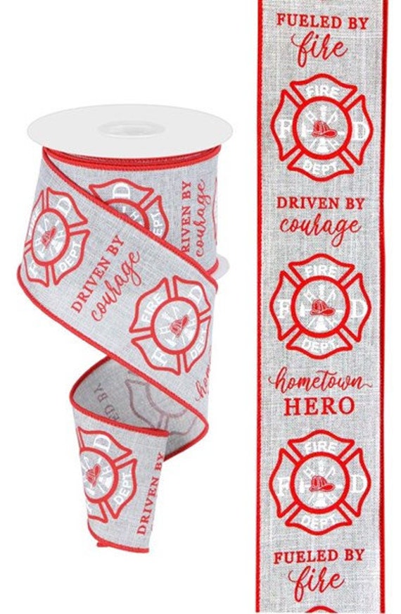 Firefighter Badge Wired Ribbon by the Roll 2.5 X 10 - Etsy