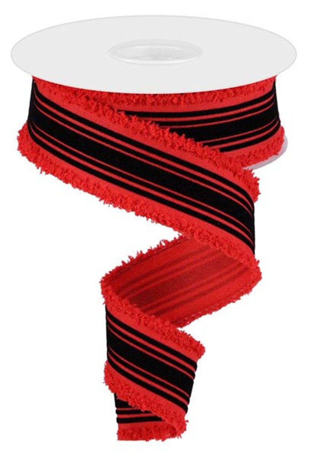 Velvet Stripe W/tinsel Drift Wired Ribbon by the Roll 1.5" X 10 Yards ...