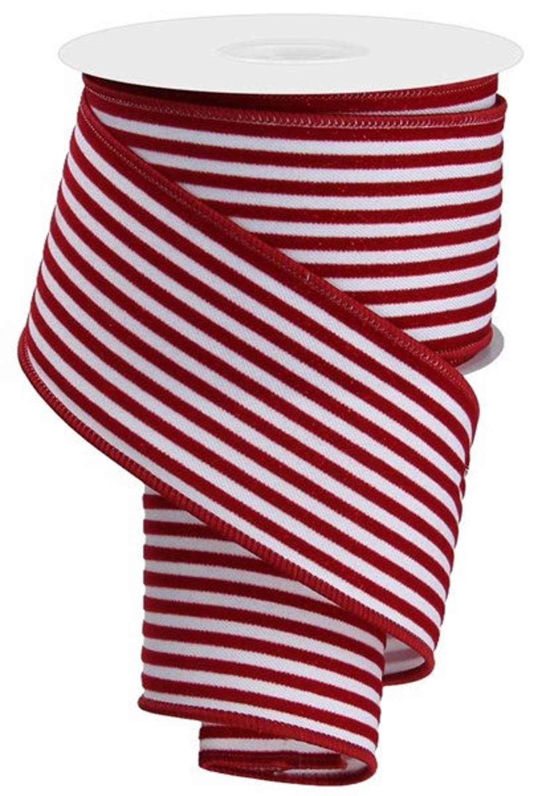 Glittered Velvet Vertical Lines Wired Ribbon by the Roll 2.5 X 10 Yards ...