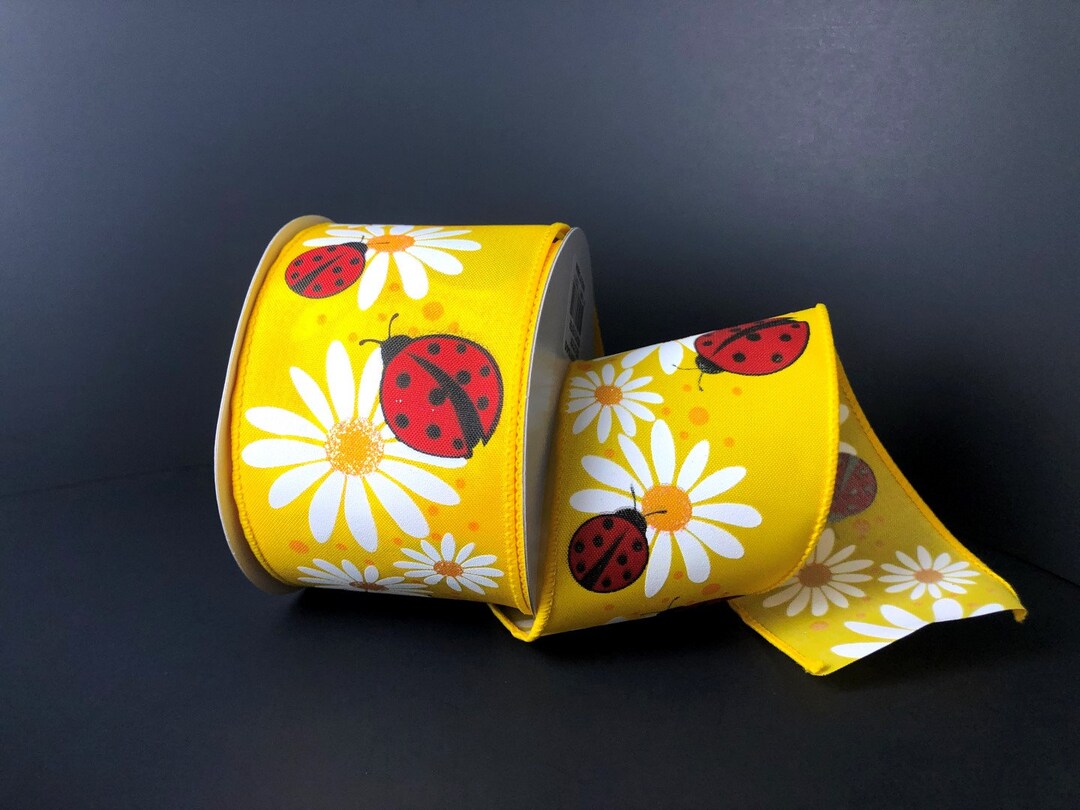 Ladybug Daisy Wired Ribbon by the Roll 2.5" X 10 Yards 41116-40-02 - Etsy