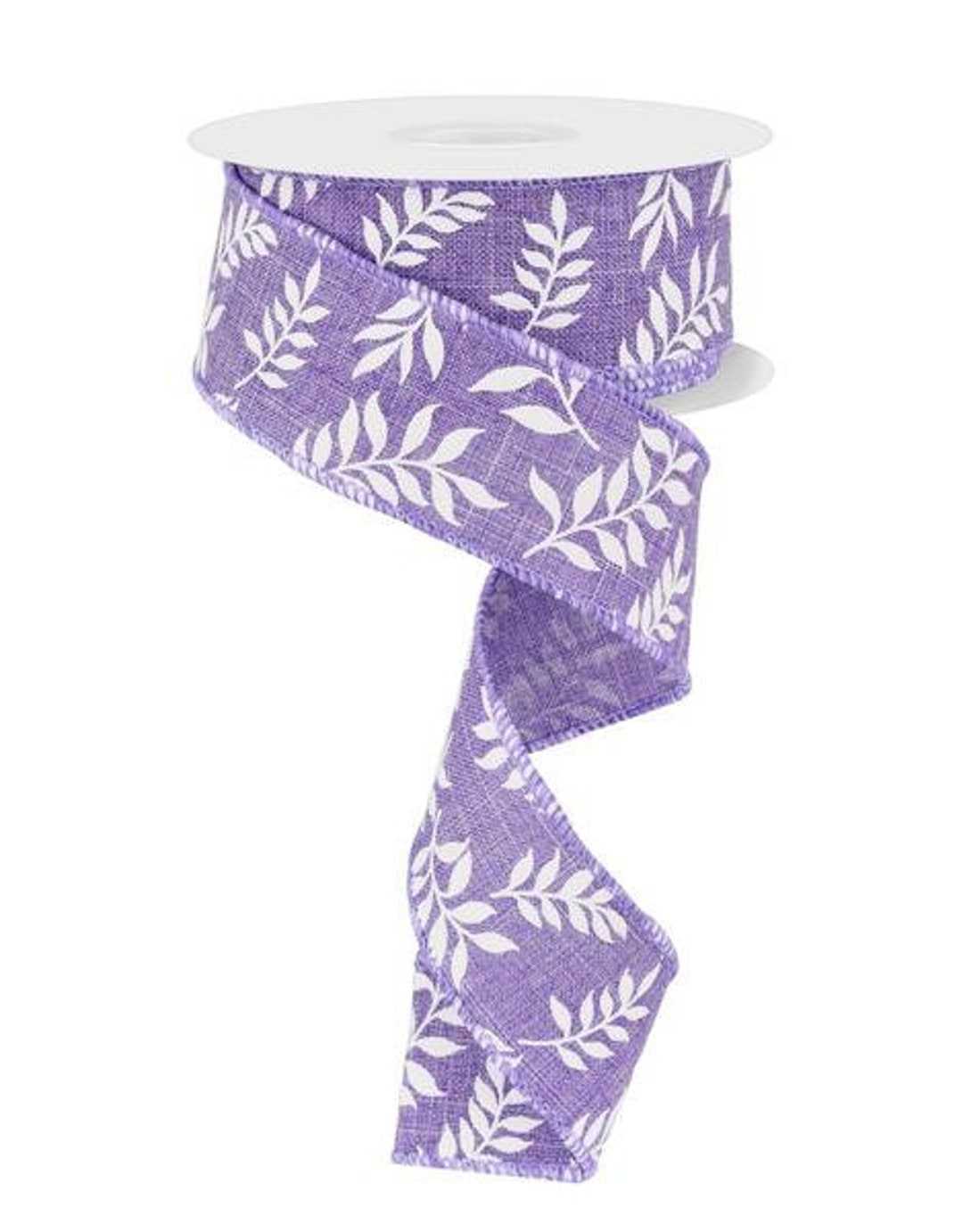 Lavender Laurel Leaf Wired Ribbon by the Roll 1.5 X 10 Yards RGF113413 ...