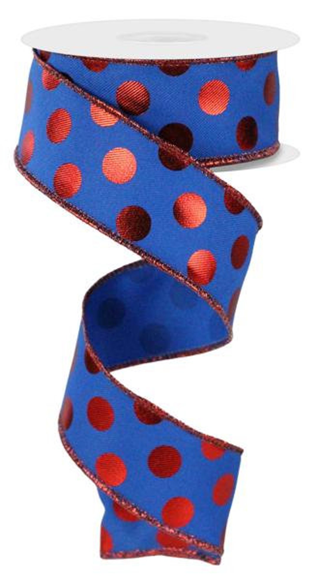 Patriotic Polka Dot Wired Ribbon by the Roll 1.5" X 10 Yards RGE166425 ...