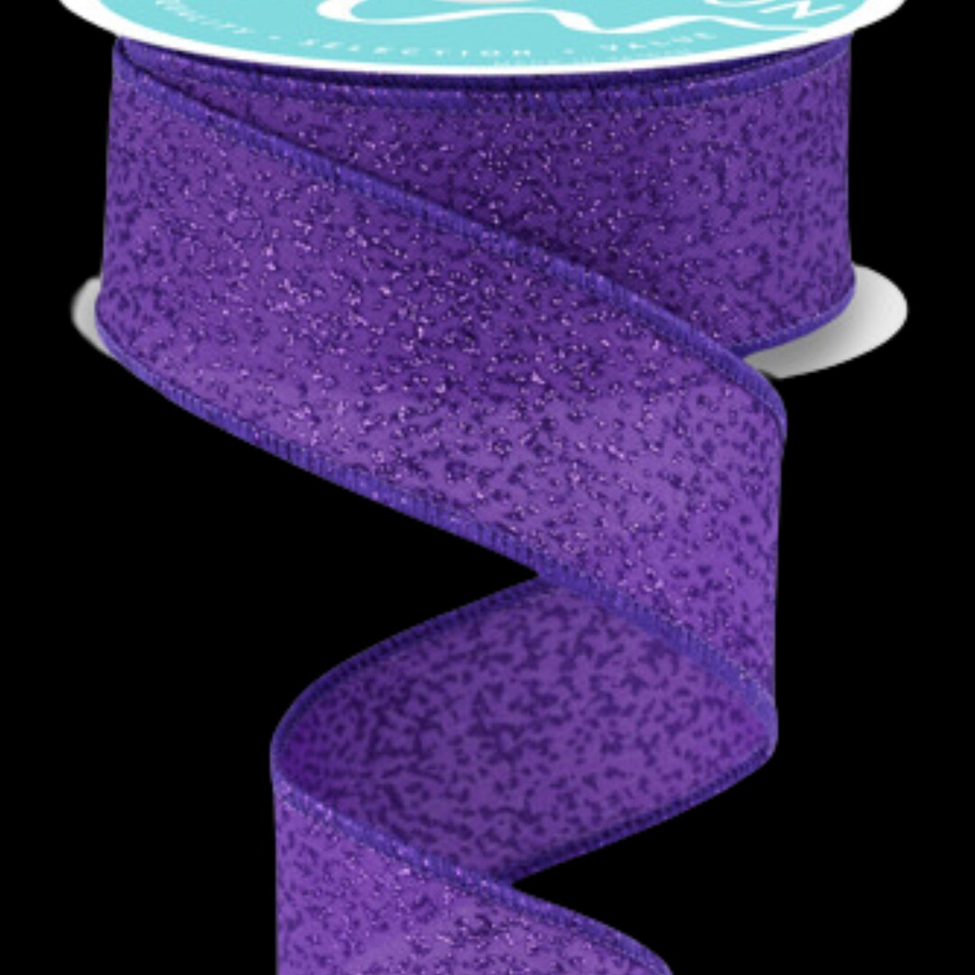 Purple Spotted Glitter Wired Ribbon by the Roll 1.5" X 10 Yards ...