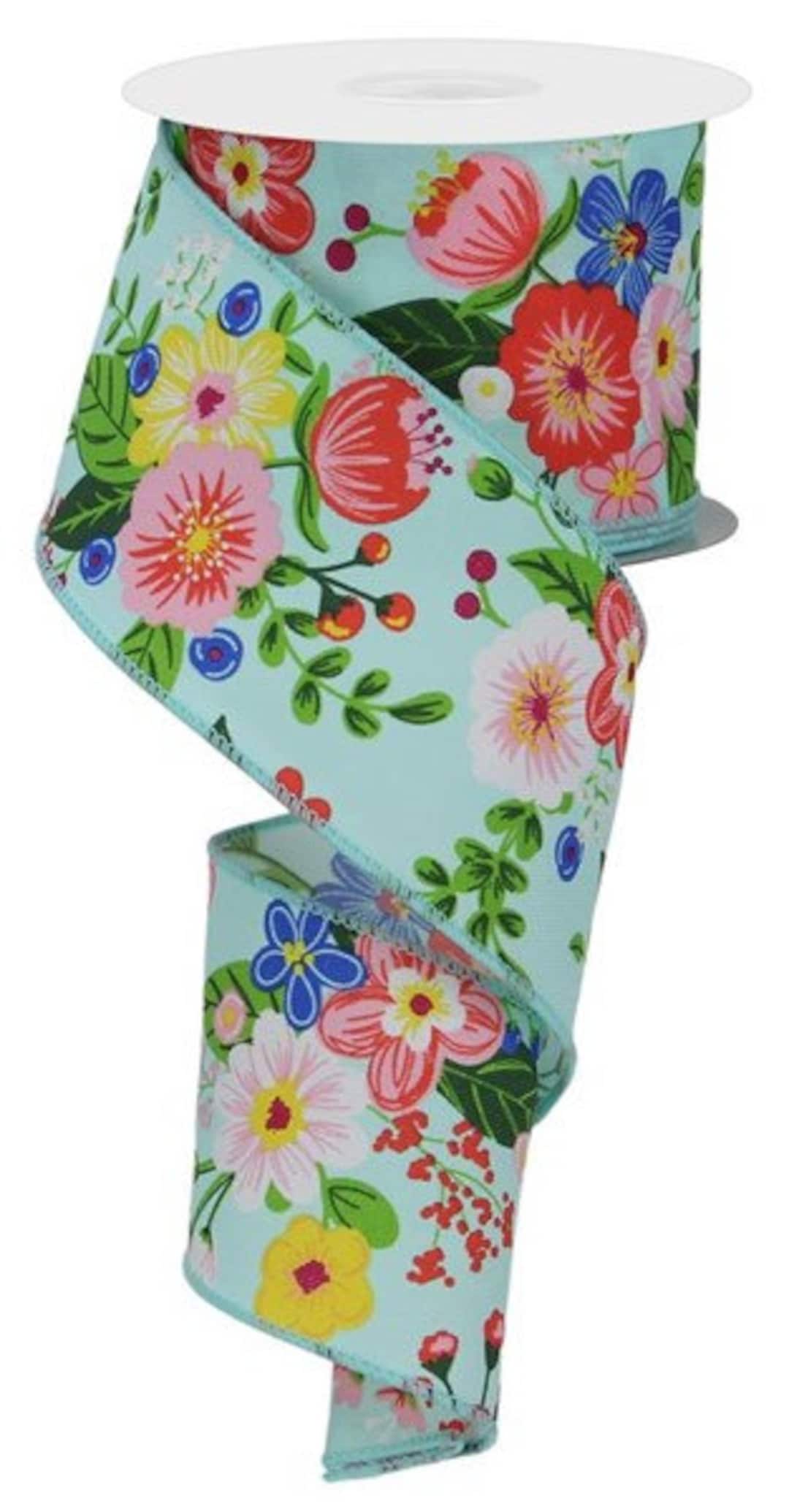 Floral Wired Ribbon by the Roll 2.5" X 10 Yards RGE1133WC - Etsy