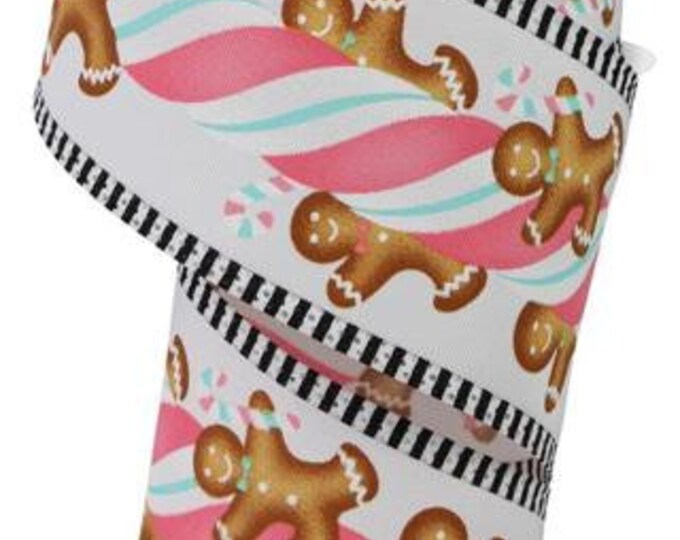 Gingerbread W/ Stripe Wired Ribbon by the Roll 2.5" X 10 Yards ...