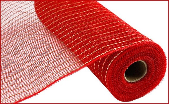 Red /matte Gold Deco Mesh 10 X 10 Yards RY850039 - Etsy
