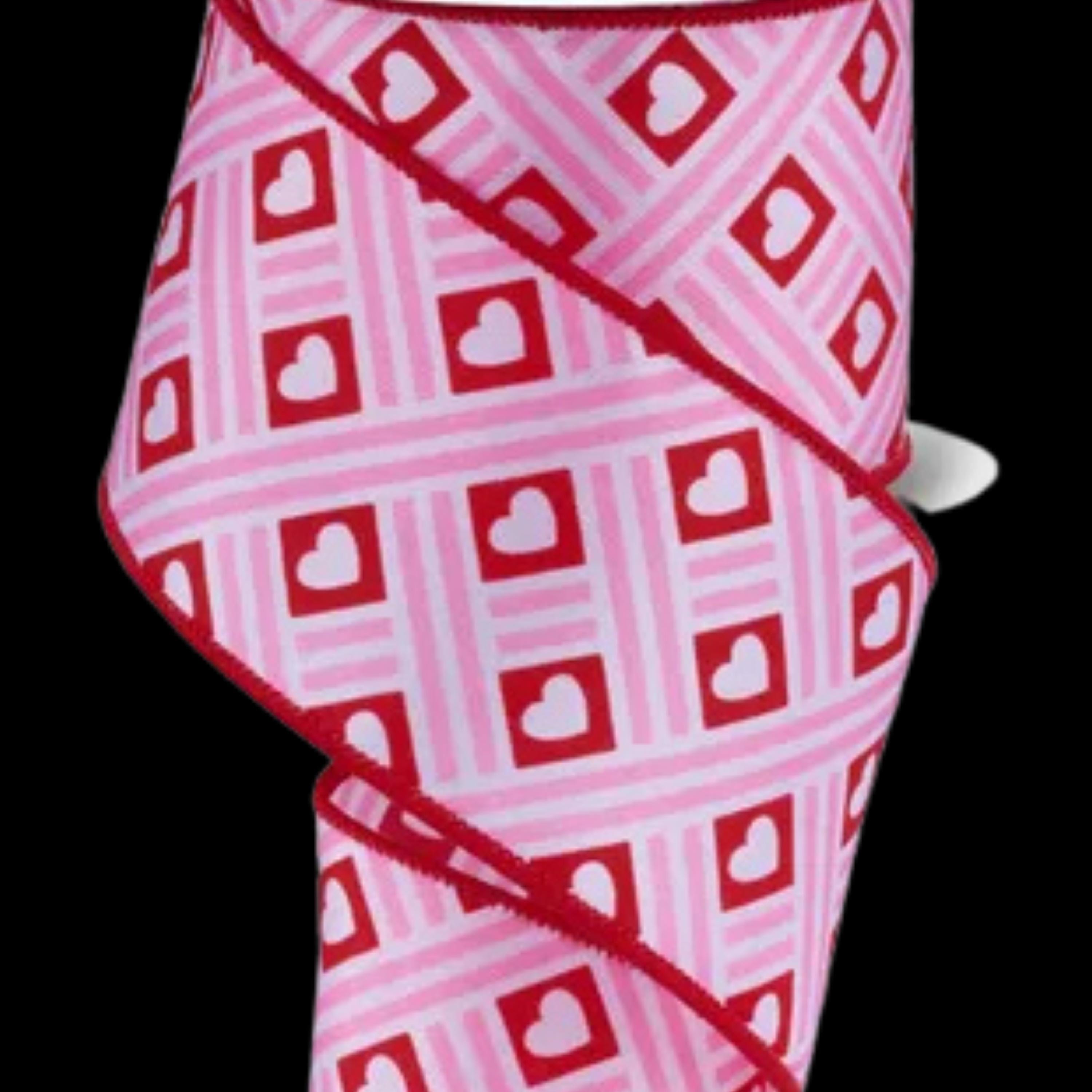 Valentine Ribbon Heart Pink Red Wired Ribbon by the Roll 2.5" X 10 ...