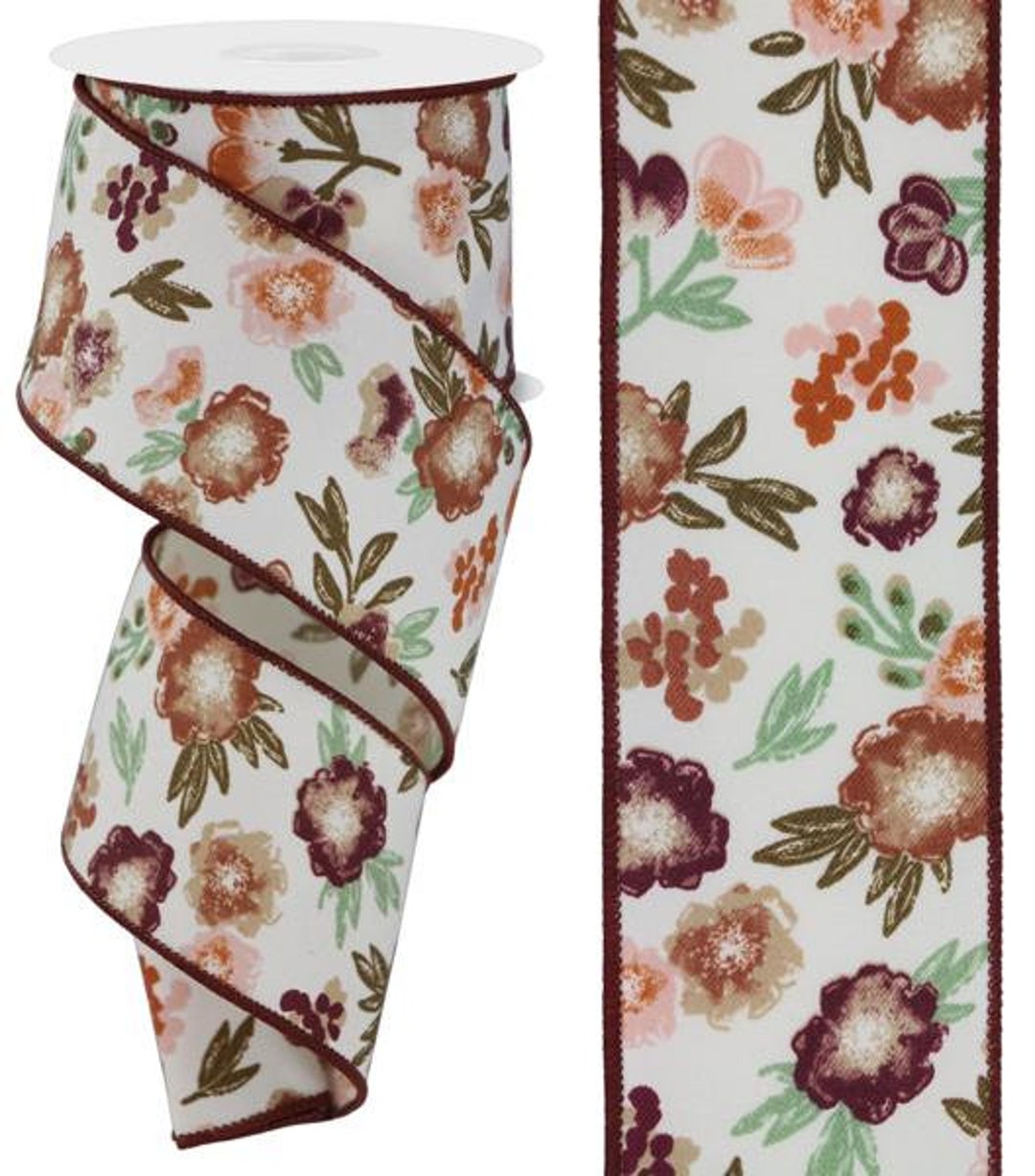 Fall Floral Wired Ribbon by the Roll 2.5" X 10 Yards RGE1758TX - Etsy