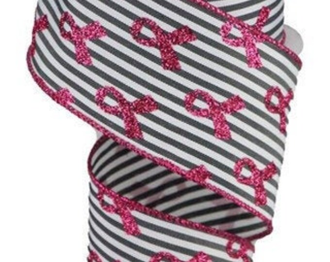 Breast Cancer Awareness Wired Ribbon by the Roll 2.5" X 10 Yards ...