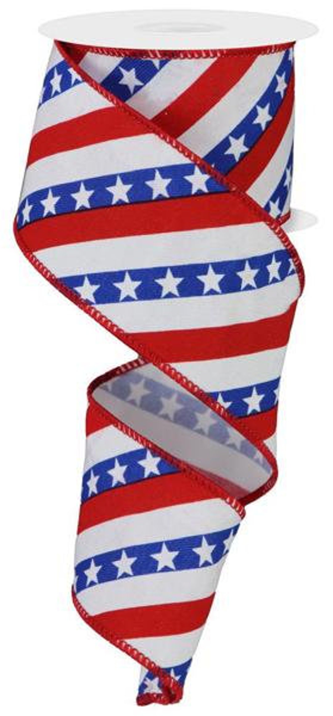 Patriotic Stars and Stripes Wired Ribbon by the Roll 1.5" X 10 Yards ...