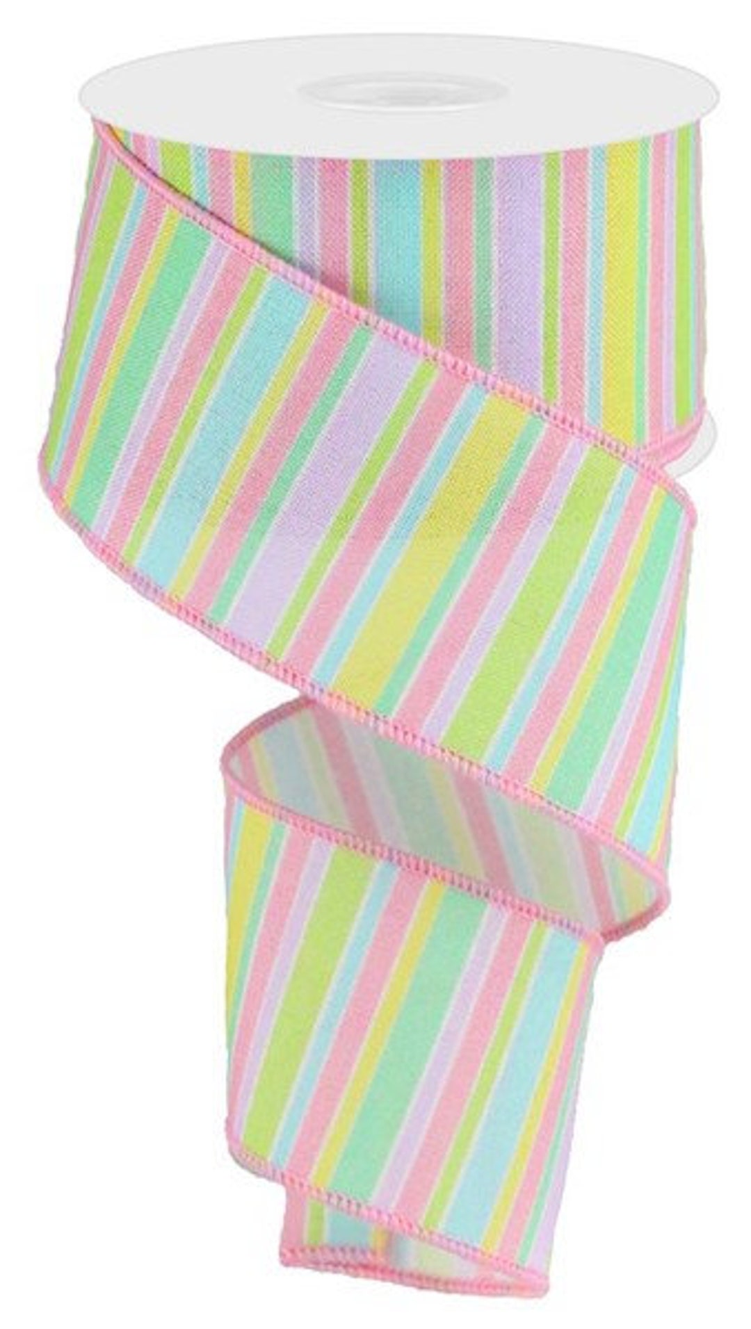 Spring Horizontal Stripe Wired Ribbon by the Roll 2.5" X 10 Yards ...