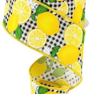 Lemon Leaves Check Wired Ribbon by the Roll 2.5" X 10 Yards RGC1663E6 ...
