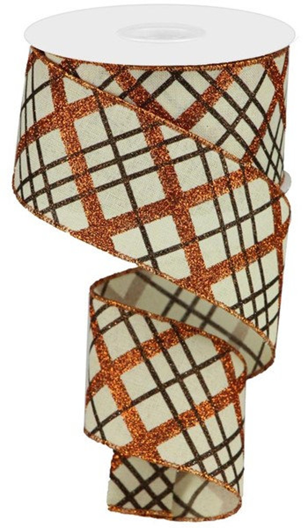 Glitter Plaid Wired Ribbon by the Roll 2.5" X 10 Yards RGA12238C - Etsy