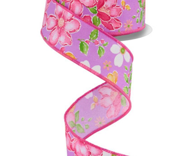 Watercolor Flowers Wired Ribbon by the Roll 1.5" X 10 Yards RGF115623 ...