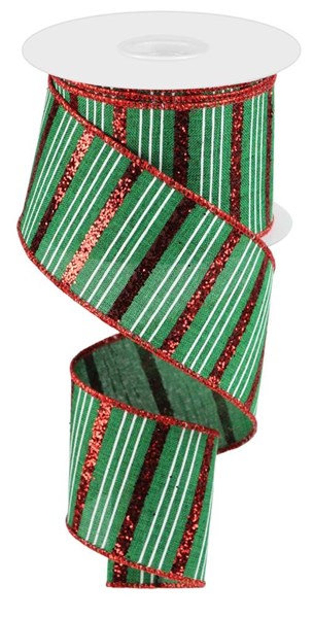 Glitter Stripe Wired Ribbon by the Roll 2.5" X 10 Yards RGC133906 - Etsy