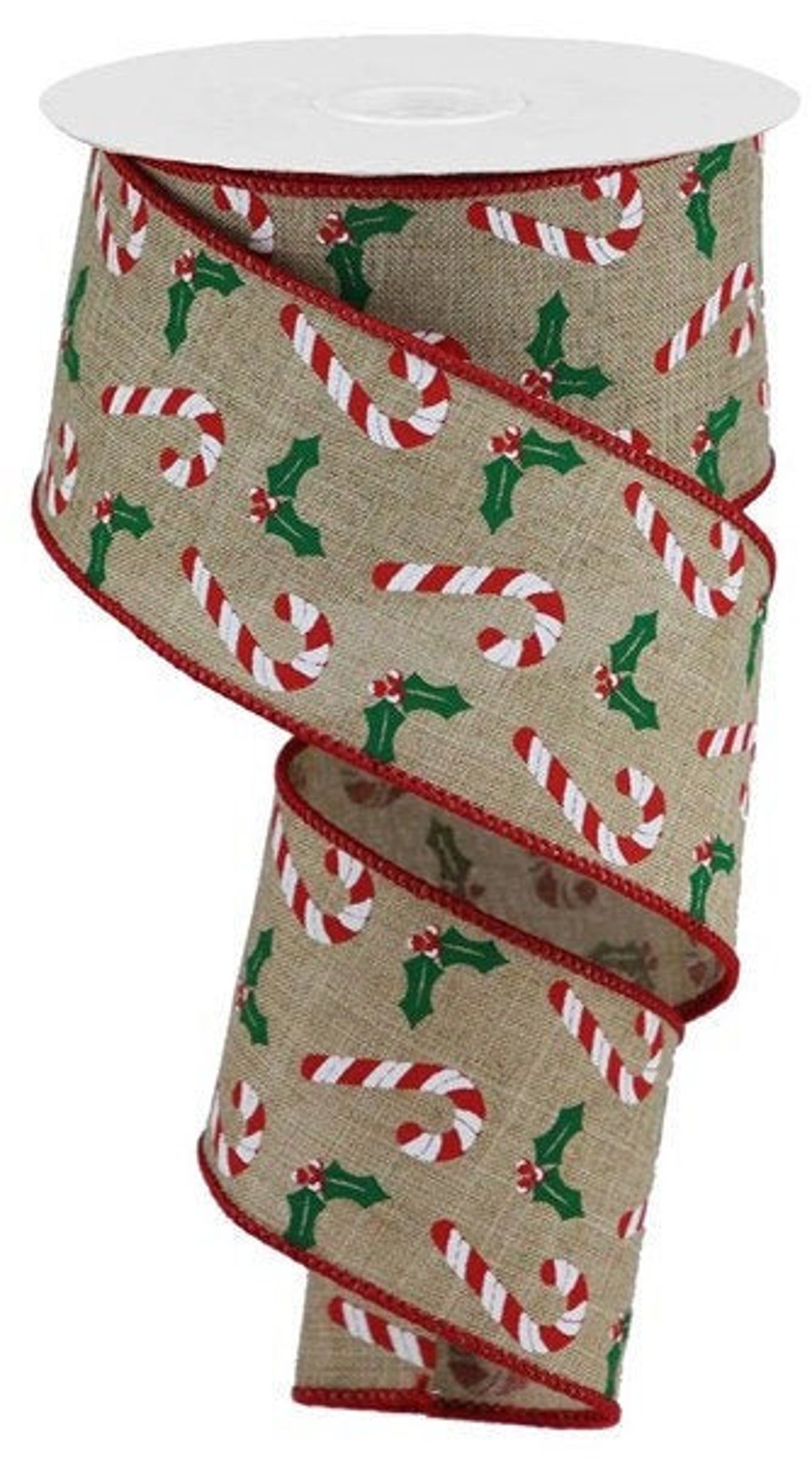 Candy Cane Christmas Wired Ribbon by the Roll 2.5" X 10 YARD ROLL ...