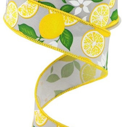 Lemon on Check Wired Ribbon by the Roll 2.5 X 10 Yards - Etsy