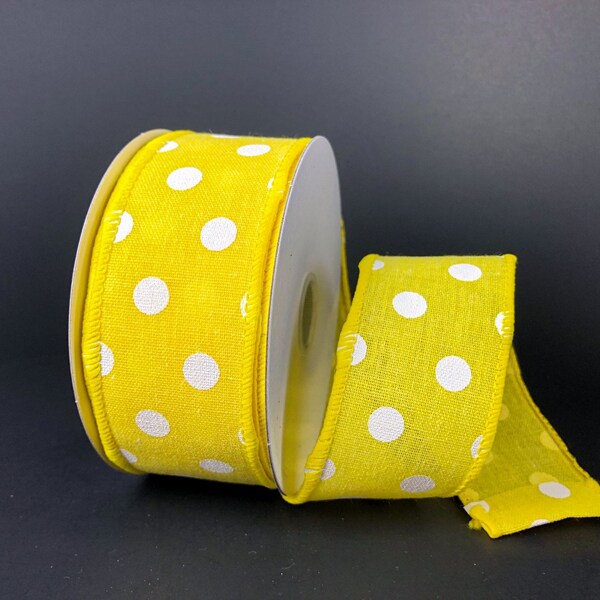 Yellow and White Polka Dot Fabric - Etsy