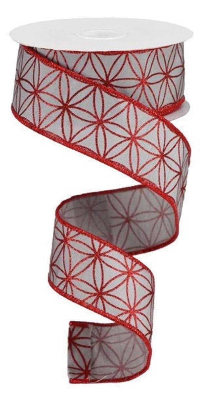 Silver Grey Red Wired Ribbon by the Roll 1.5 X 10 YARD - Etsy