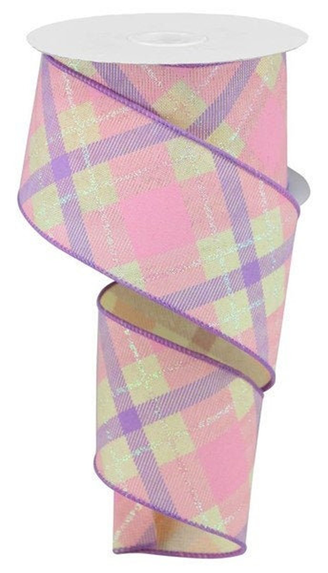 Pastel Glitter Plaid Wired Ribbon by the Roll 2.5 X 10 YARD ROLL ...
