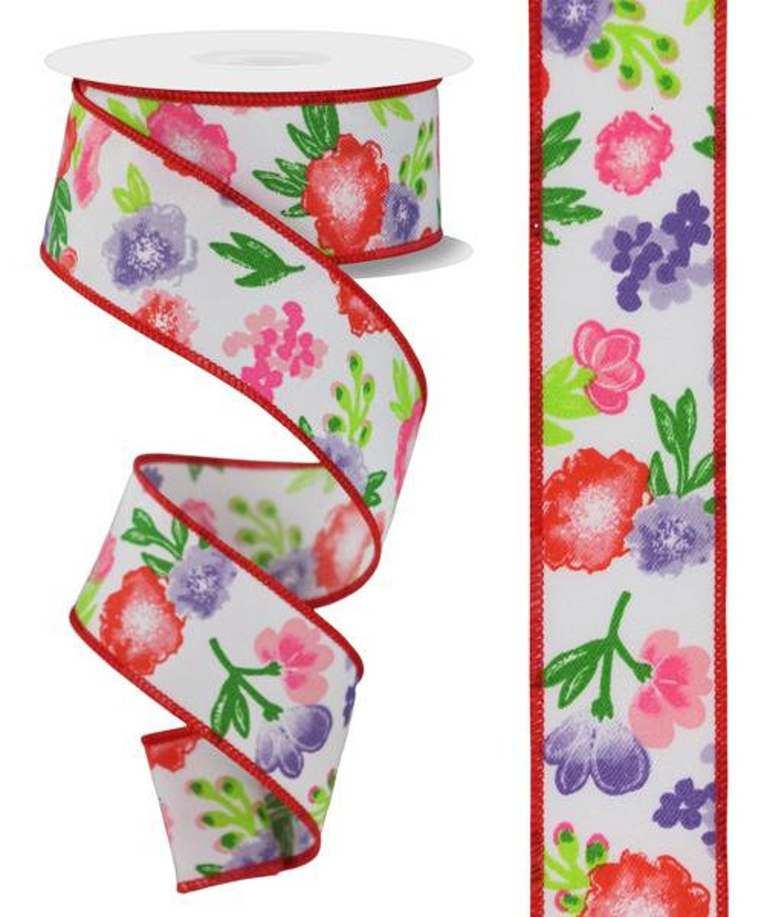 Bright Spring Floral Wired Ribbon by the Roll 1.5" X 10 Yards RGE175709 ...