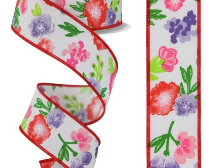 Bright Spring Floral Wired Ribbon by the Roll 1.5" X 10 Yards RGE175709 ...