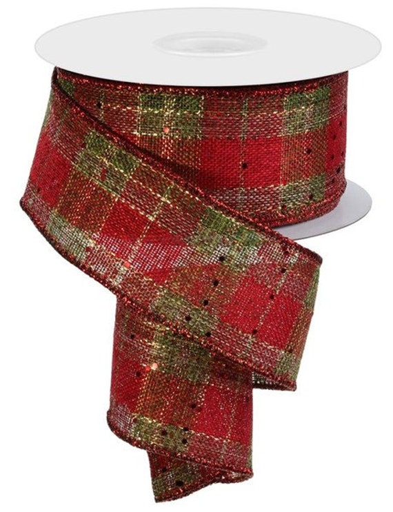 Christmas Metallic Plaid Wired Ribbon by the Roll 1.5 X - Etsy
