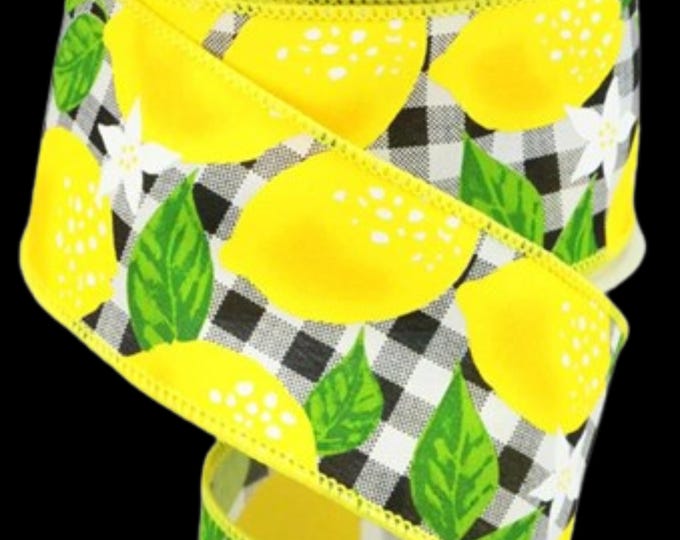 Lemon on Check Wired Ribbon by the Roll 2.5" X 10 Yards RGC1113J3 - Etsy