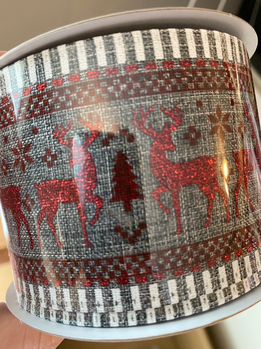 Deer Christmas Wired Ribbon by the Roll 2.5" X 10 YARD ROLL - Etsy